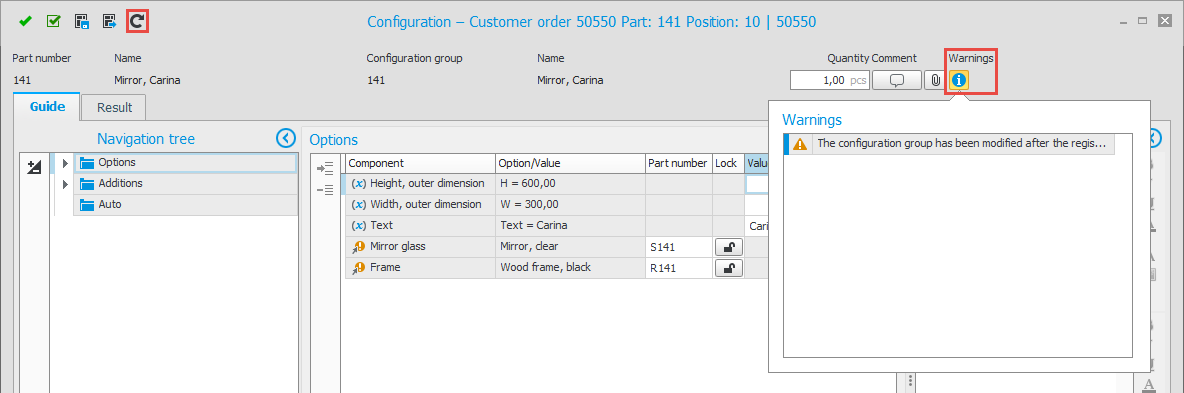 Order flow using the configurator